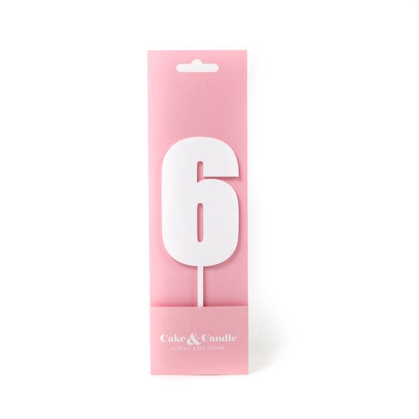 Shop Mega 6 Topper - White | Cake and Candle | Coast Cakes