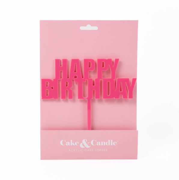 Shop Bold Happy Birthday Topper - Pink | Cake & Candle | Coast Cakes